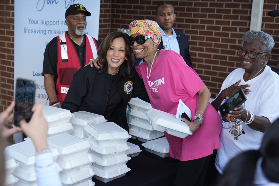 Harris hands out meals, consoles families as she surveys Hurricane ...